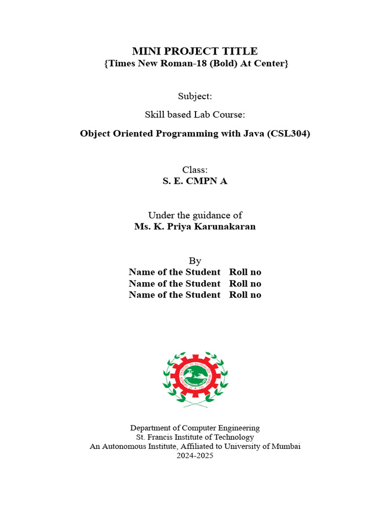 OOPM Project Synopsis-template.pdf | PDF