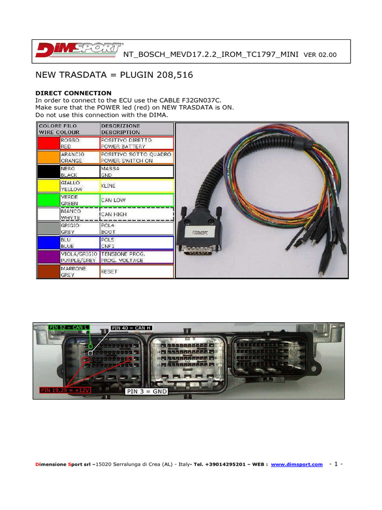 Bosch MEVD17.2.2 TC1797 Connection Guide | PDF