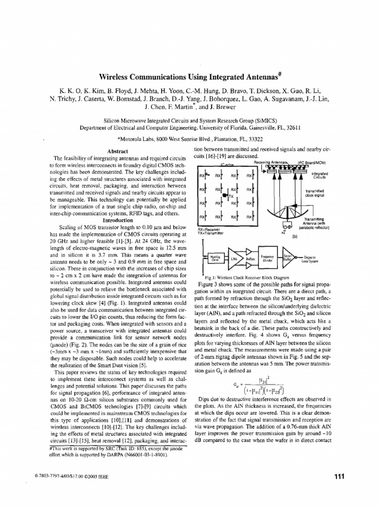 Integrated Antennas for Wireless Communication | PDF | Antenna (Radio ...