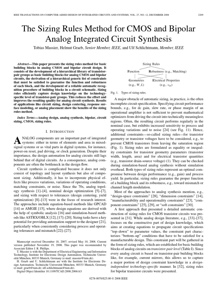 The Sizing Rules Method For CMOS and Bipolar Analog Integrated Circuit Synthesis | PDF | Bipolar ...