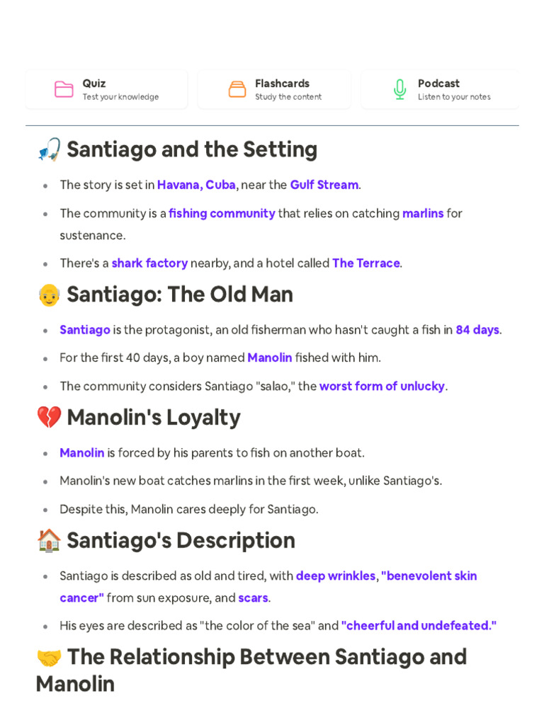 Detailed Summary. Ernest Hemingway's Old Man and The Sea - Dr. Anju Sosan George - Dept. of ...