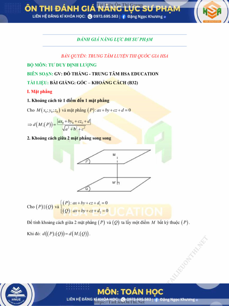 B32 - Góc - Khoảng Cách | PDF