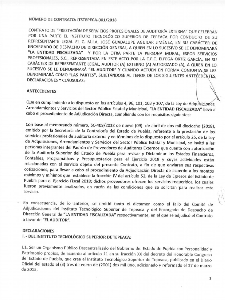 Contrato Auditor Espor | PDF | Póliza de seguros | Auditoría
