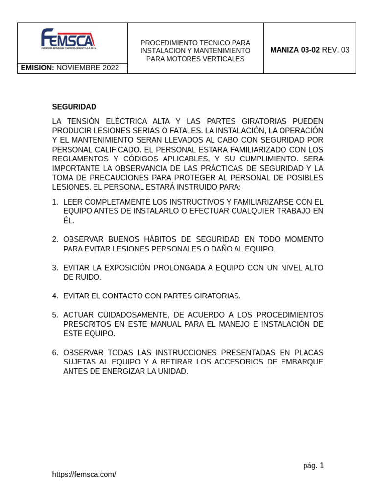 Procedimiento Motores Verticales | PDF | Tornillo | Eje