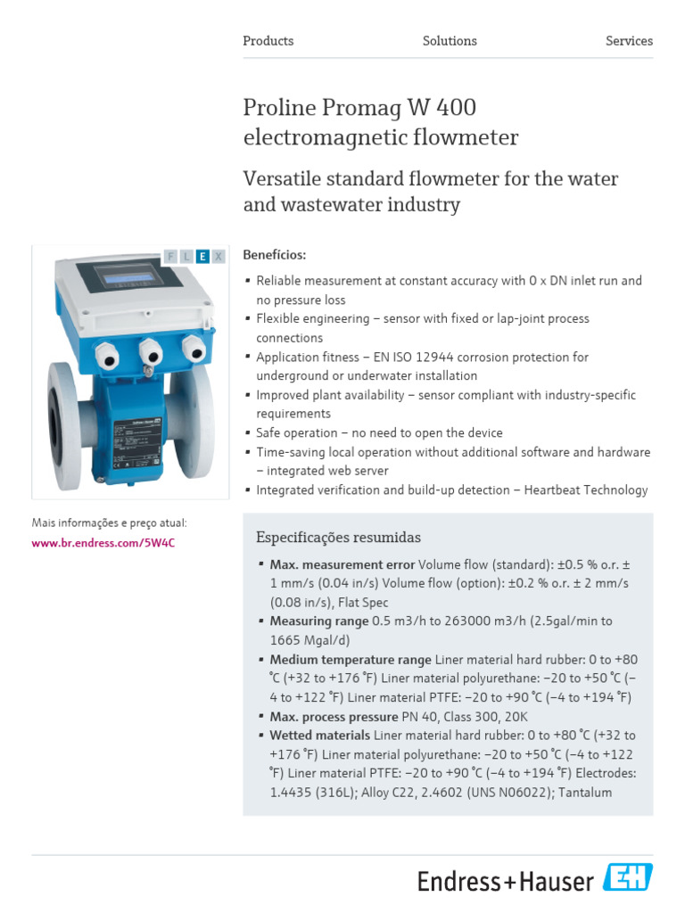 Endress-Hauser_Proline_Promag_W_400_5W4C_PT | PDF | Flow Measurement ...
