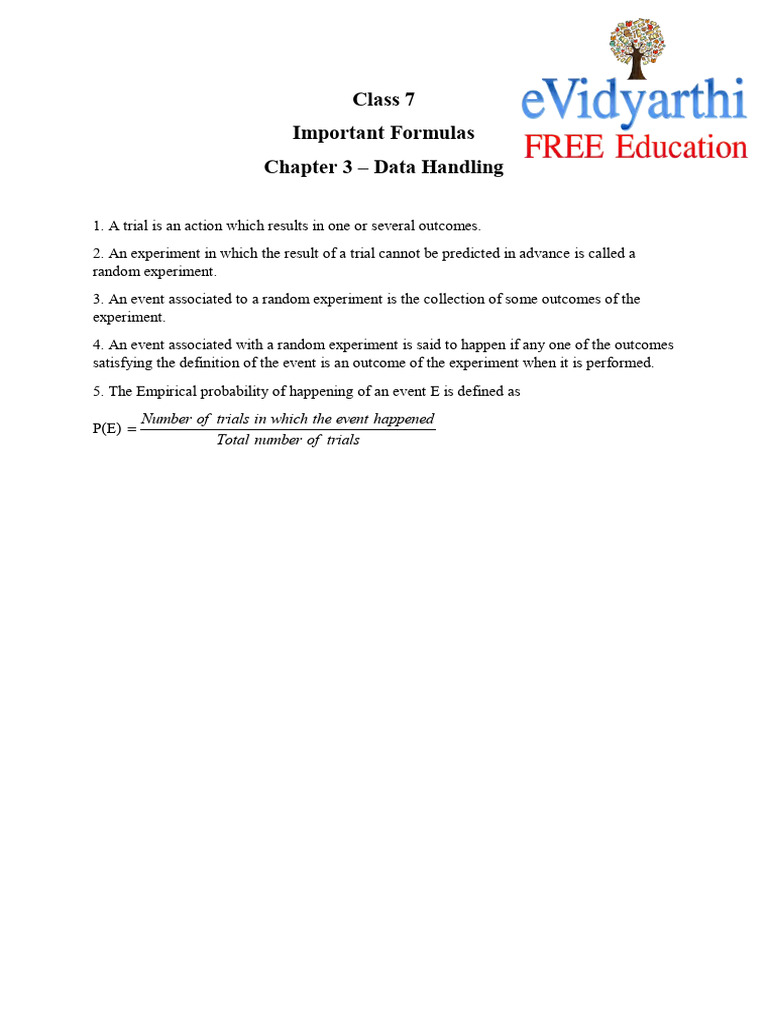 Class 7 Chapter 3 Maths Important Formulas | PDF