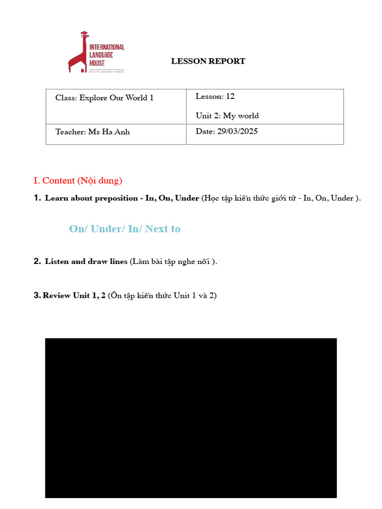 Lesson Report Level 1 - Lesson 12 | PDF