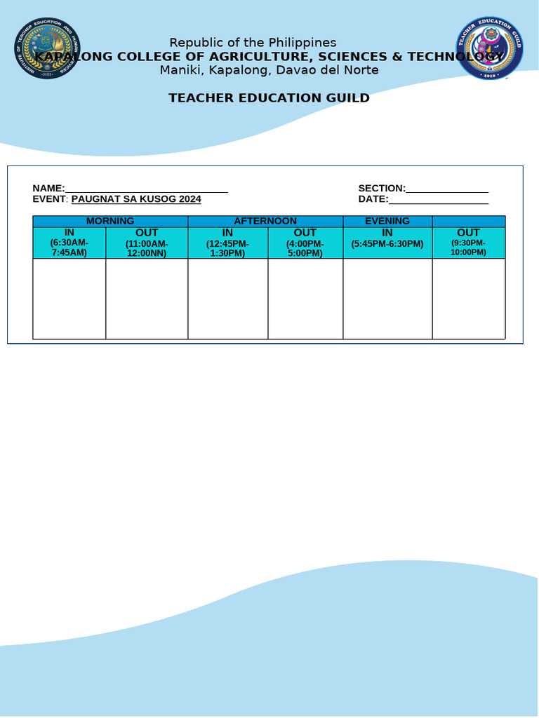 Teg Attendance-Stamp Template | PDF