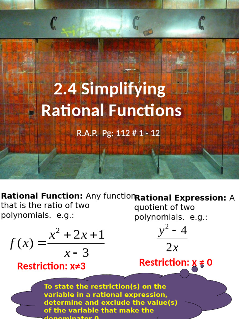 Lesson #3 (2.4) Simplifying Rational Functions | PDF | Function ...