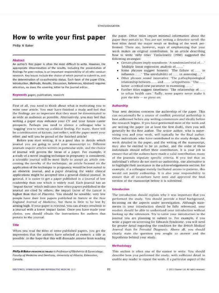 How To Write First Research Paper | PDF