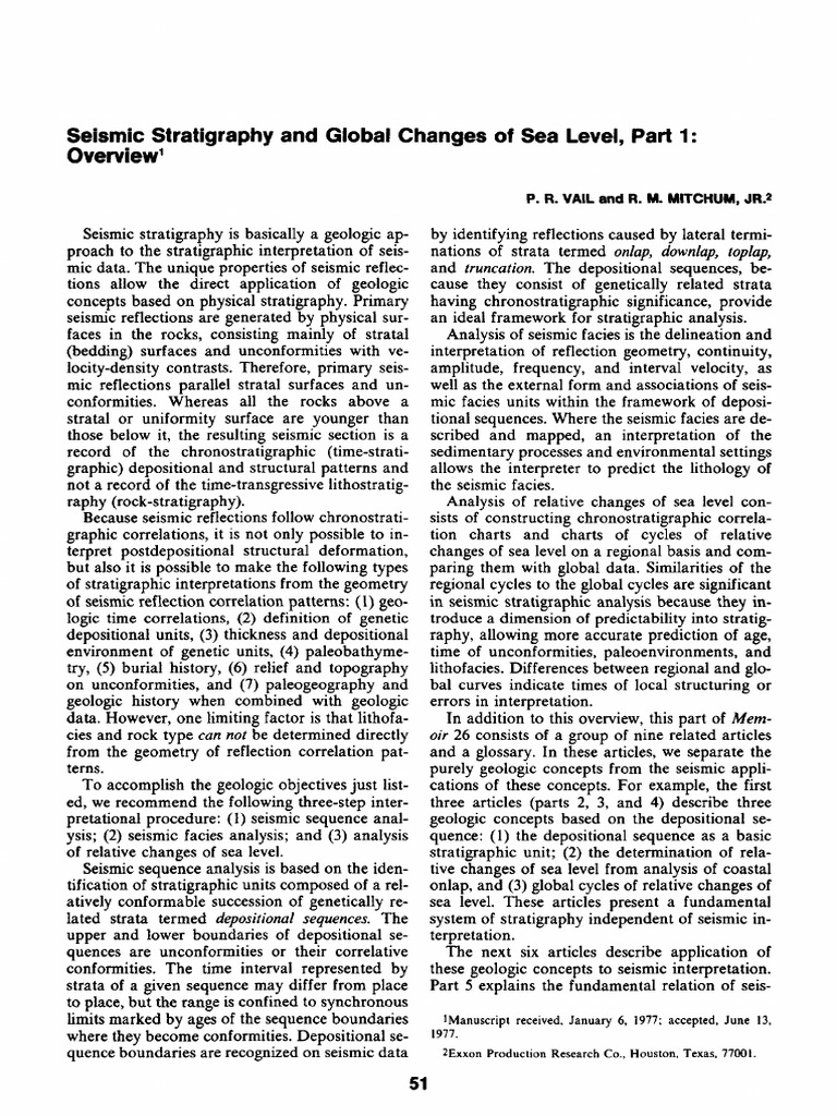 Vail & Mitchum Part 1 Seismic Stratigraphy and Global Changes of Sea Level | PDF | Stratigraphy ...