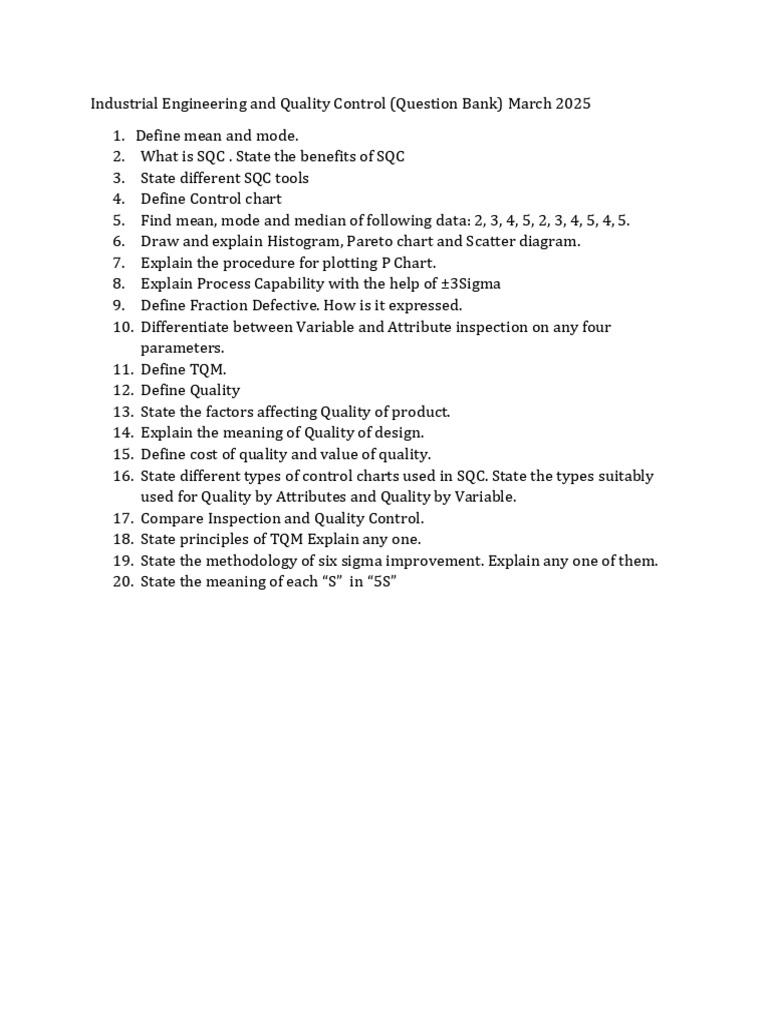 IEQ Question Bank CT2 March 2025 | PDF