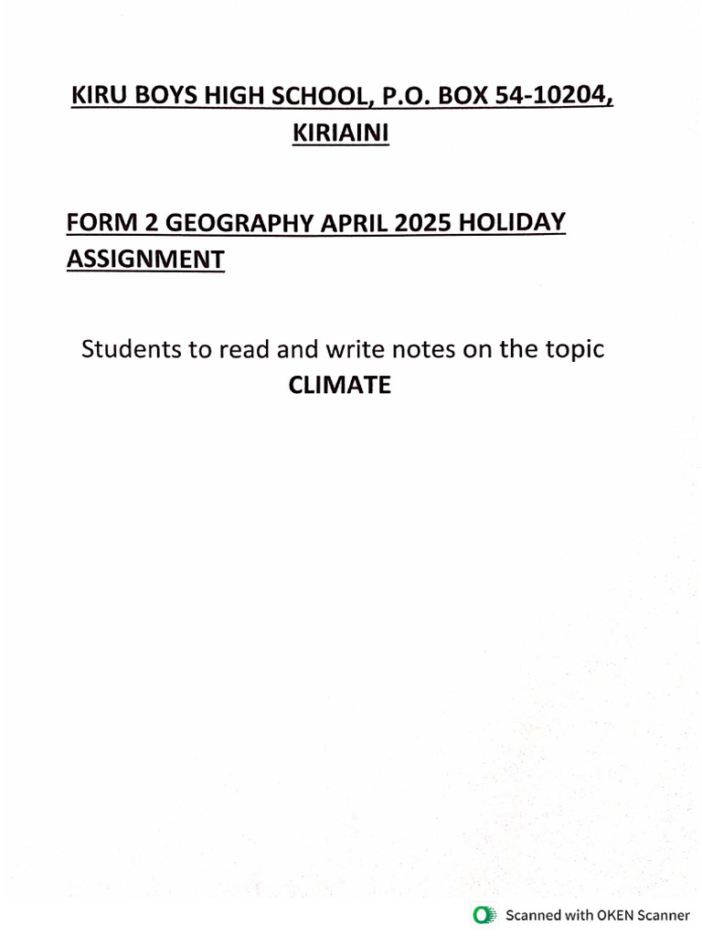 Form 2 Geography April 2025 Holiday Assignment | PDF
