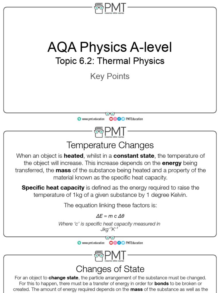 Key Points - Section 6.2 Thermal Physics - AQA Physics A-Level | PDF ...
