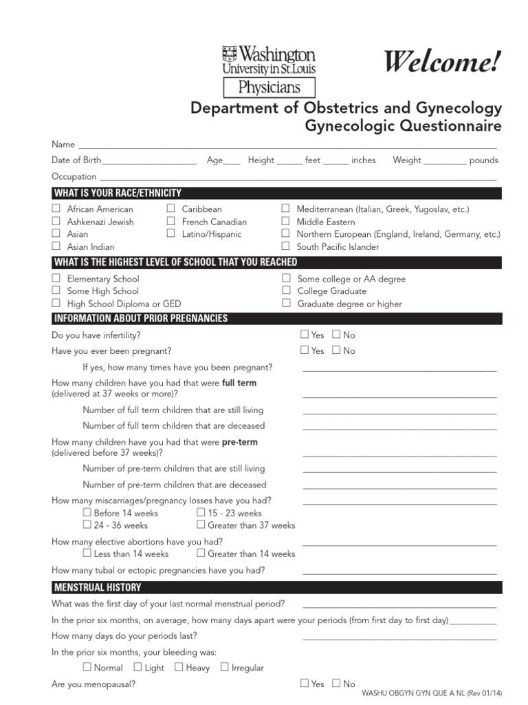 Patient Form Gynecologic Ultrasound | PDF | Birth Control | Human ...