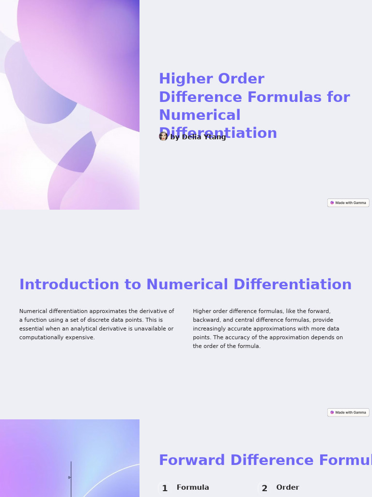 Higher Order Numerical Differentiation | PDF | Finite Difference ...