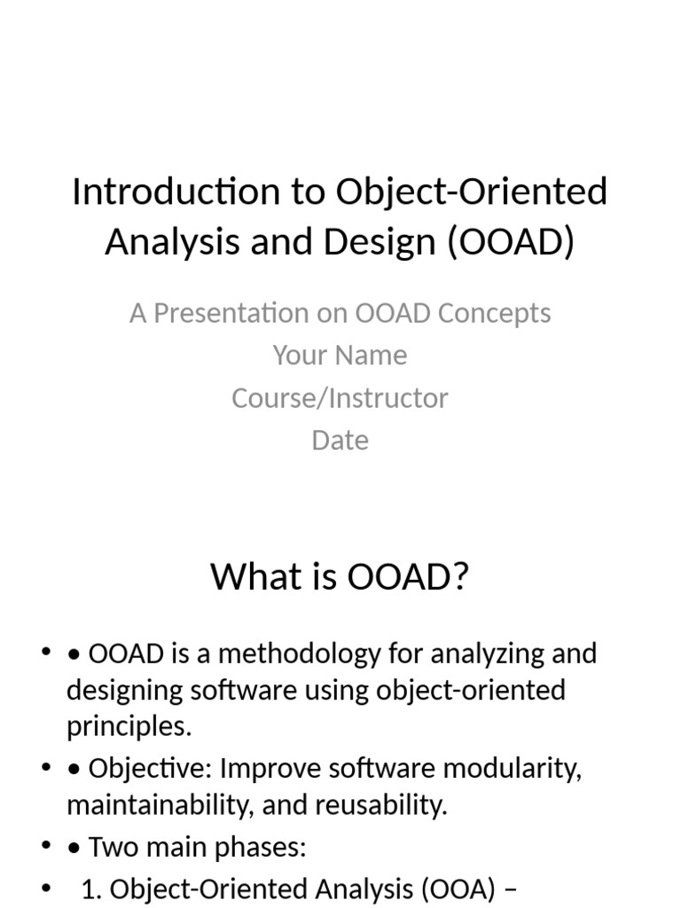 OOAD Presentation | PDF | Object Oriented Programming | Technology Development