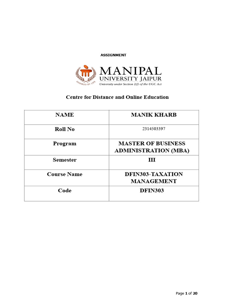 Dfin303-Taxation Management | PDF | Tax Treaty | Taxes