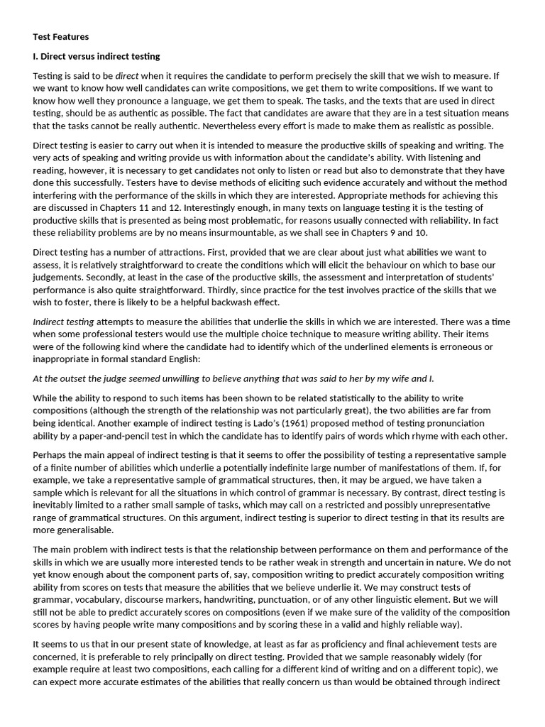 Test Features | PDF | Grammar | Cognition
