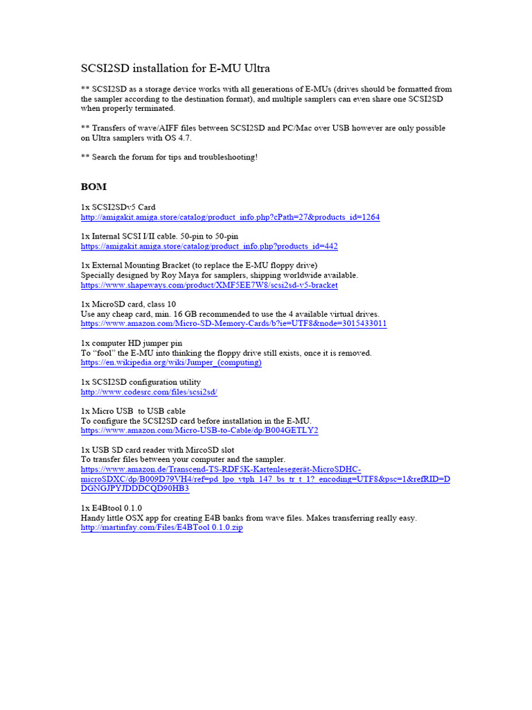 SCSI2SD Installation For EMU | PDF | Computing | Computer Hardware