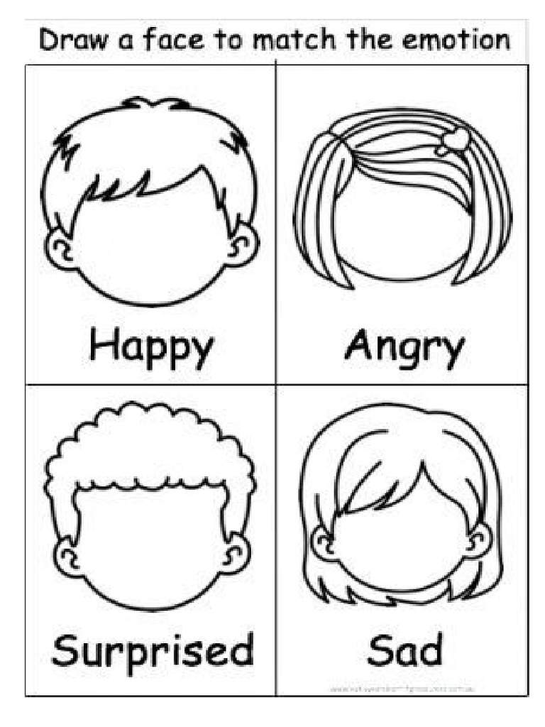 Worksheet - Draw A Face To Match The Emotion | PDF