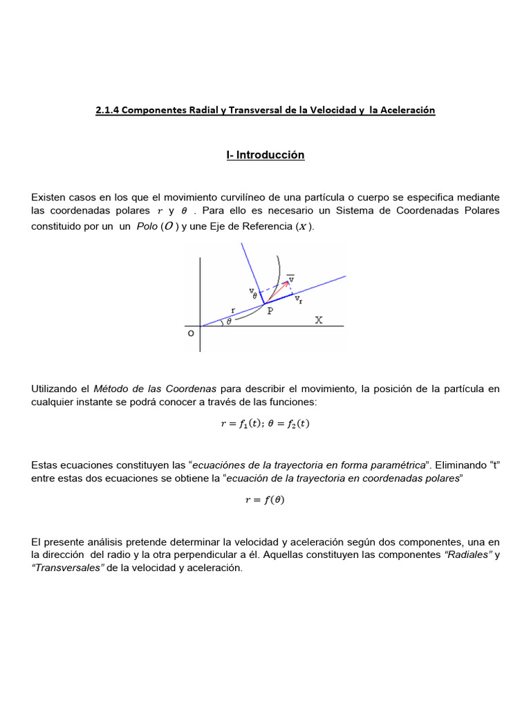 2.1.4 Componentes Radial y Transversal de La Velocidad y La Aceleración ...