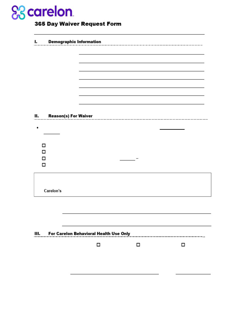 365 Day Waiver Request Form Guide | PDF