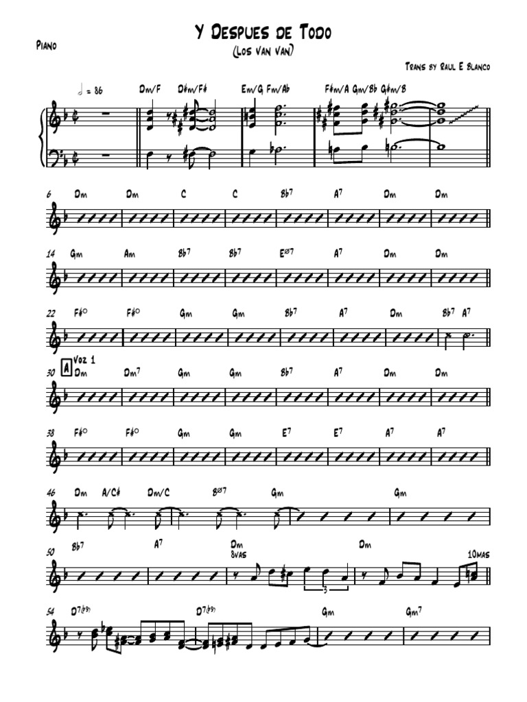 Y Despues de Todo Piano - Van Van - Raul E Blanco | PDF