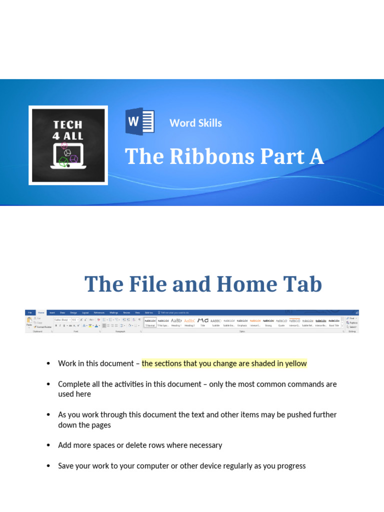 The Ribbons - MS Word Review 12345 | PDF | Microsoft Word | Computer File