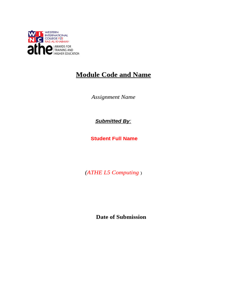 Title Page of Assignment | PDF