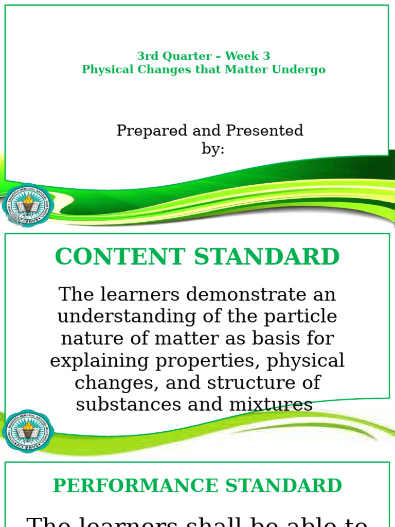Science8-Q3-Wk3-4-Physical Changes in Matter | PDF | Evaporation ...