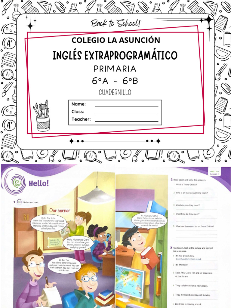 6to Cuadernillo Inglés Extra | PDF