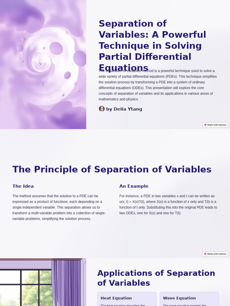 Separation of Variables A Powerful Technique in Solving Partial Differential Equations | PDF ...