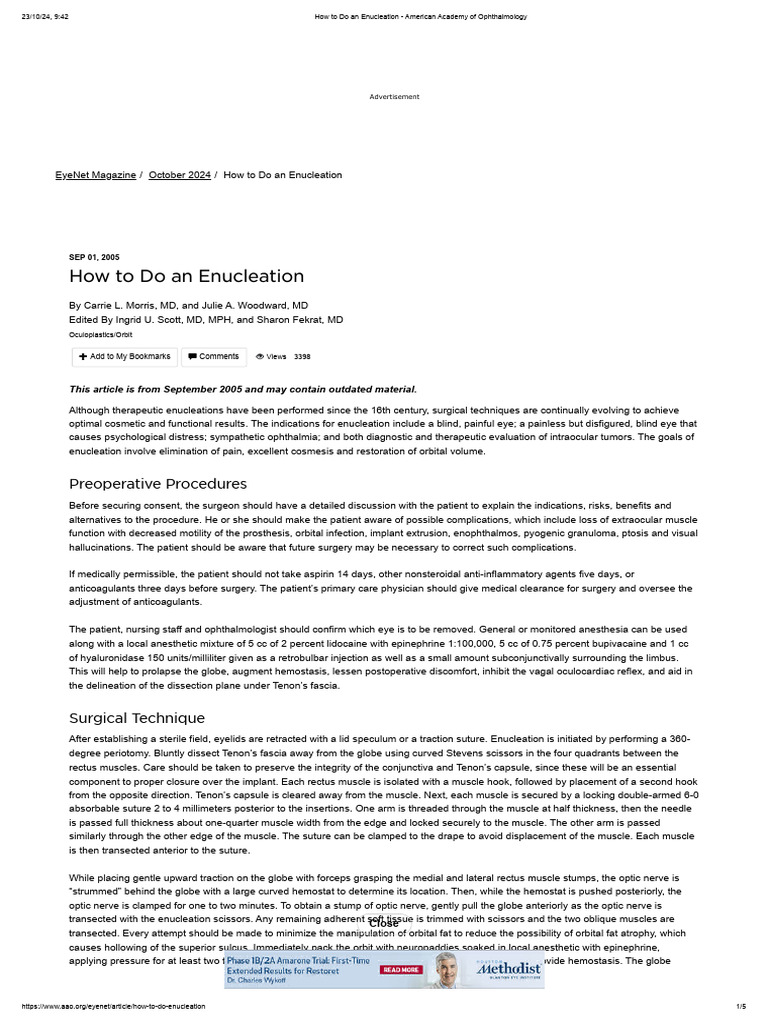 How To Do An Enucleation - American Academy of Ophthalmology | PDF ...