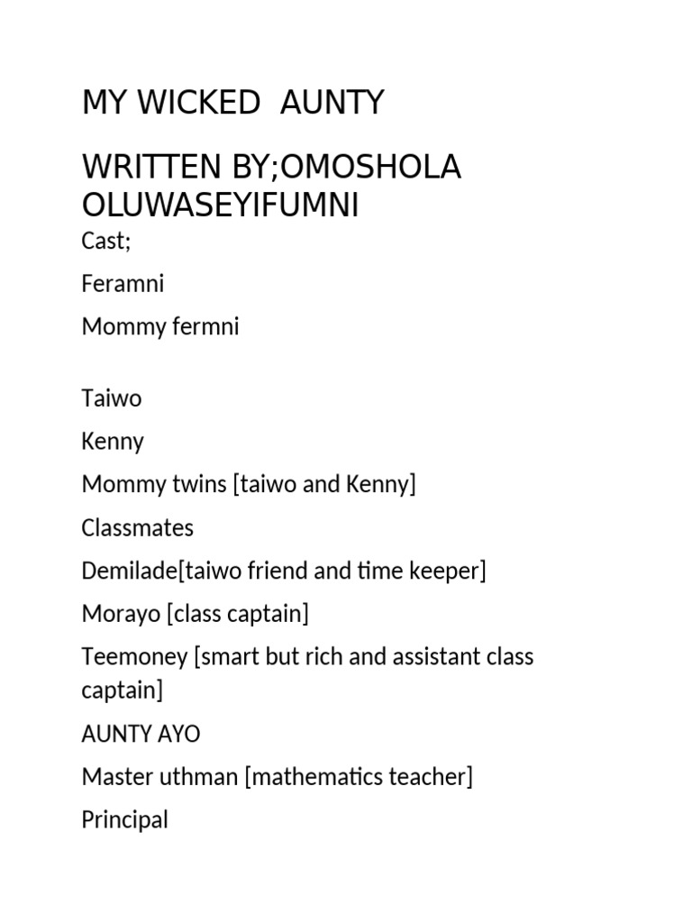 My Wicked Aunty | PDF