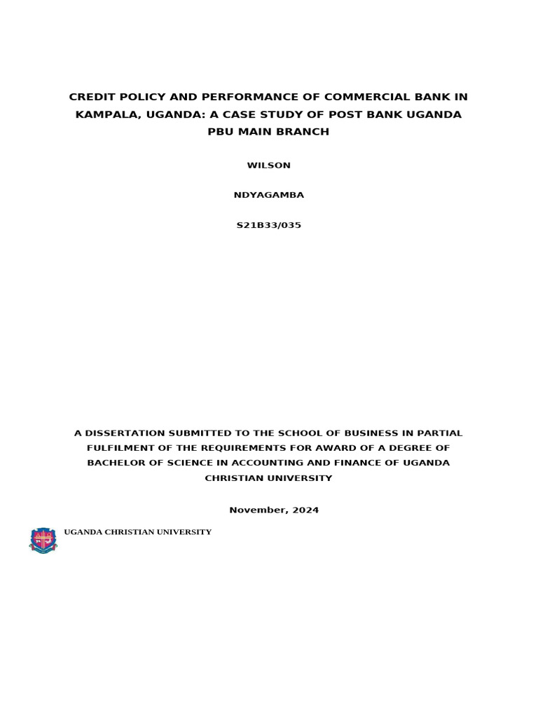 Post Bank Uganda Loan Policy Analysis | PDF | Finance & Money ...