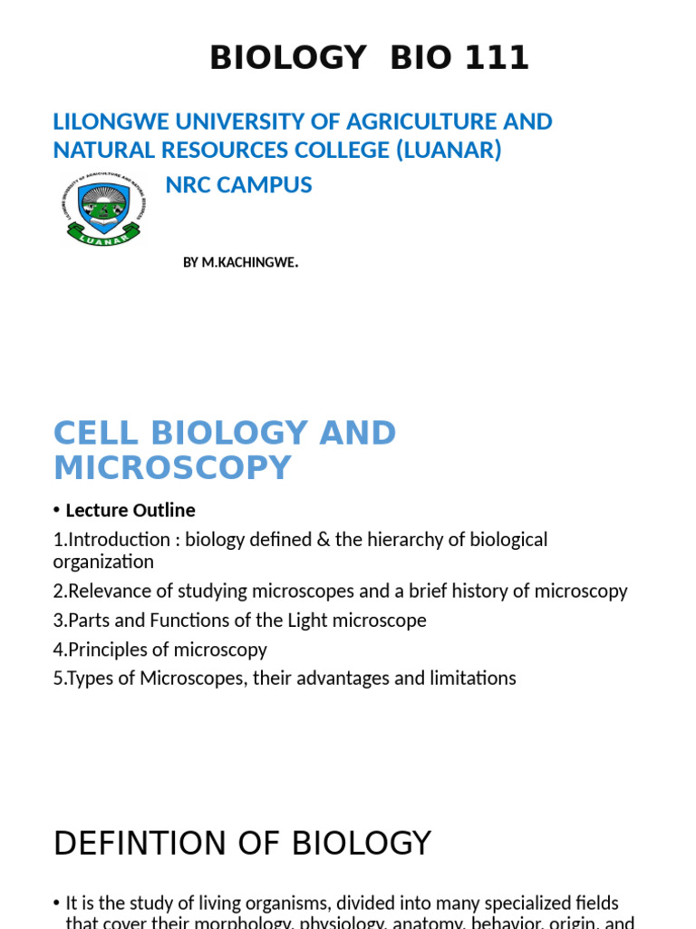 Biology Bio 111 Lecture 1 | PDF | Microscope | Angular Resolution