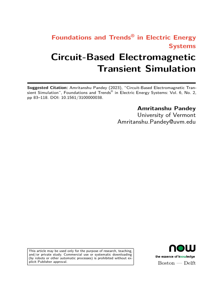 Circuit-Based Electromagnetic Transient Simulation | PDF | Electrical Network | Inductance