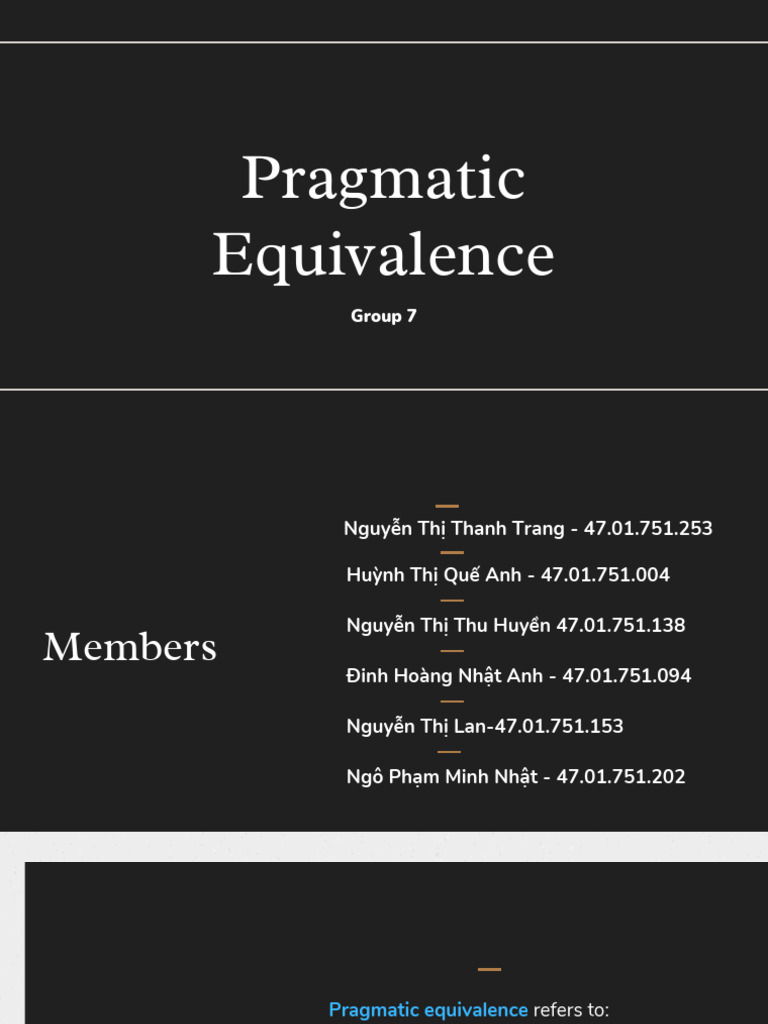 LTDTM - Group 7 - Pragmatic Equivalence | PDF | Communication | Human Communication