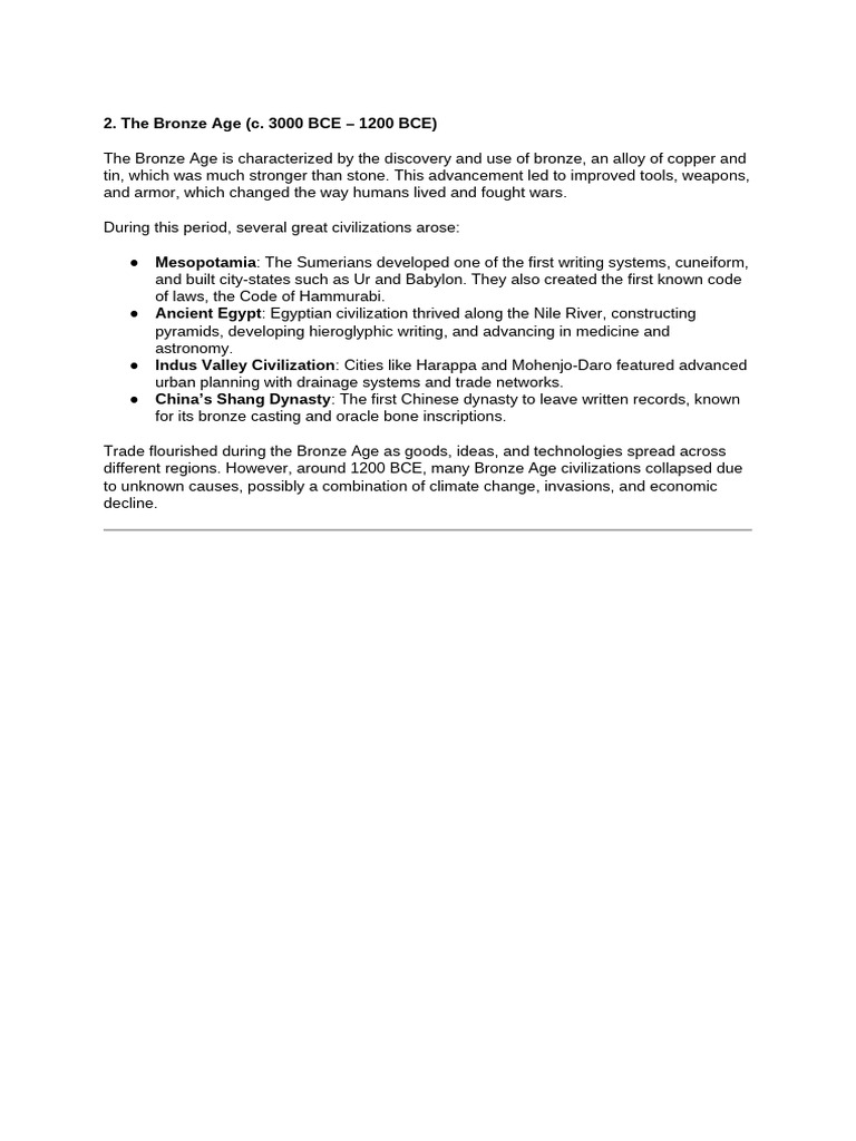 Overview of the Bronze Age Civilizations | PDF