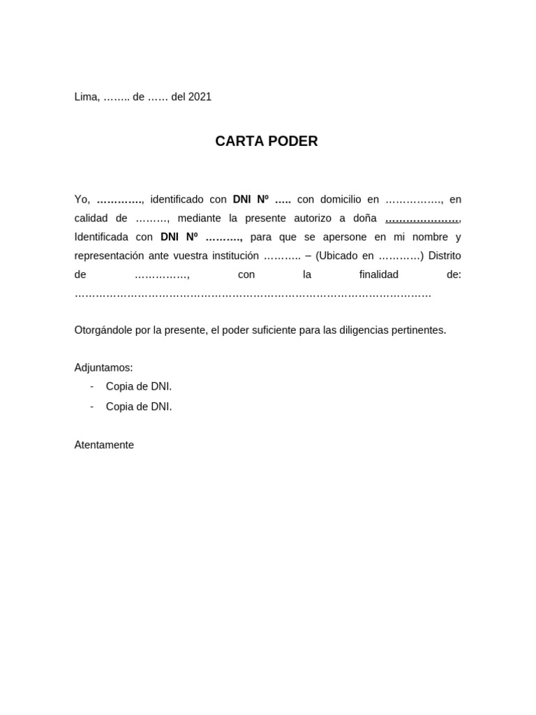 Carta Poder Simple de Representación | PDF