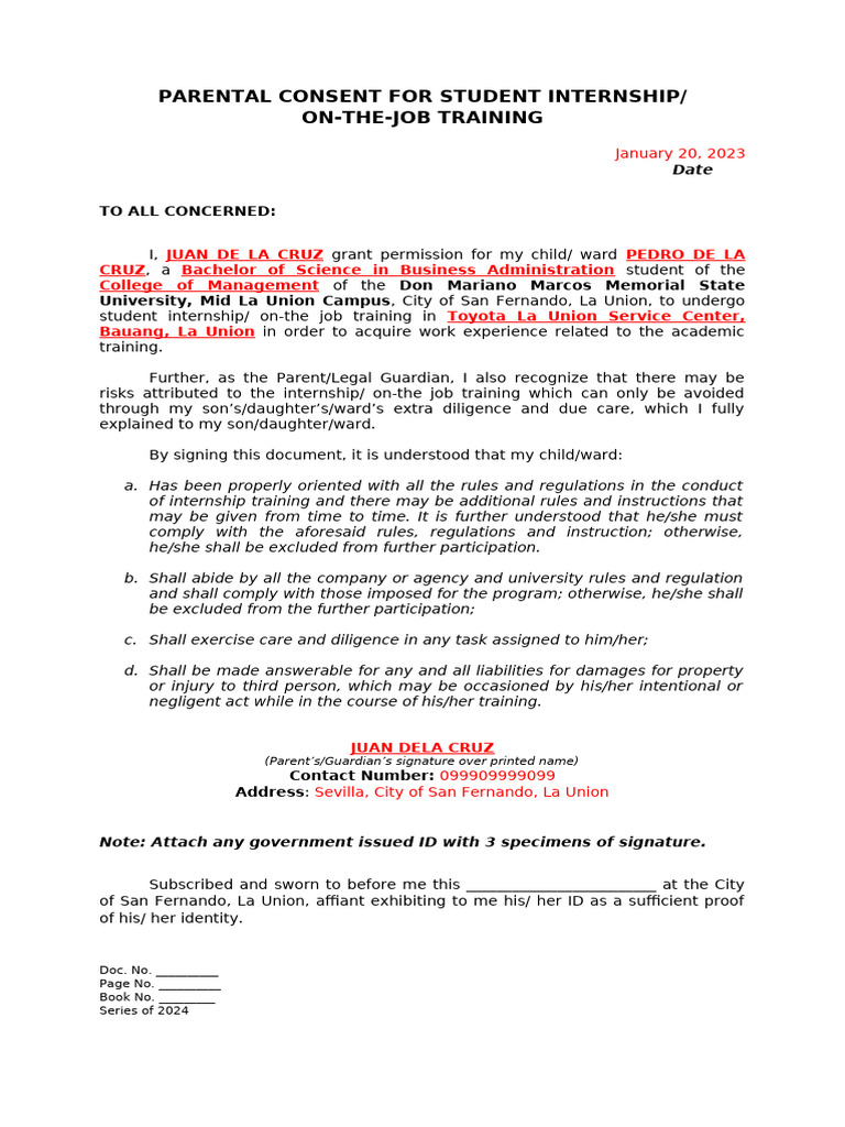 Revised Parental Consent Form 2024 1 | PDF | Common Law | Private Law