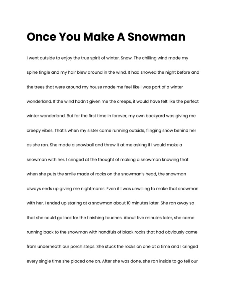 Chilling Snowman Encounter Story | PDF