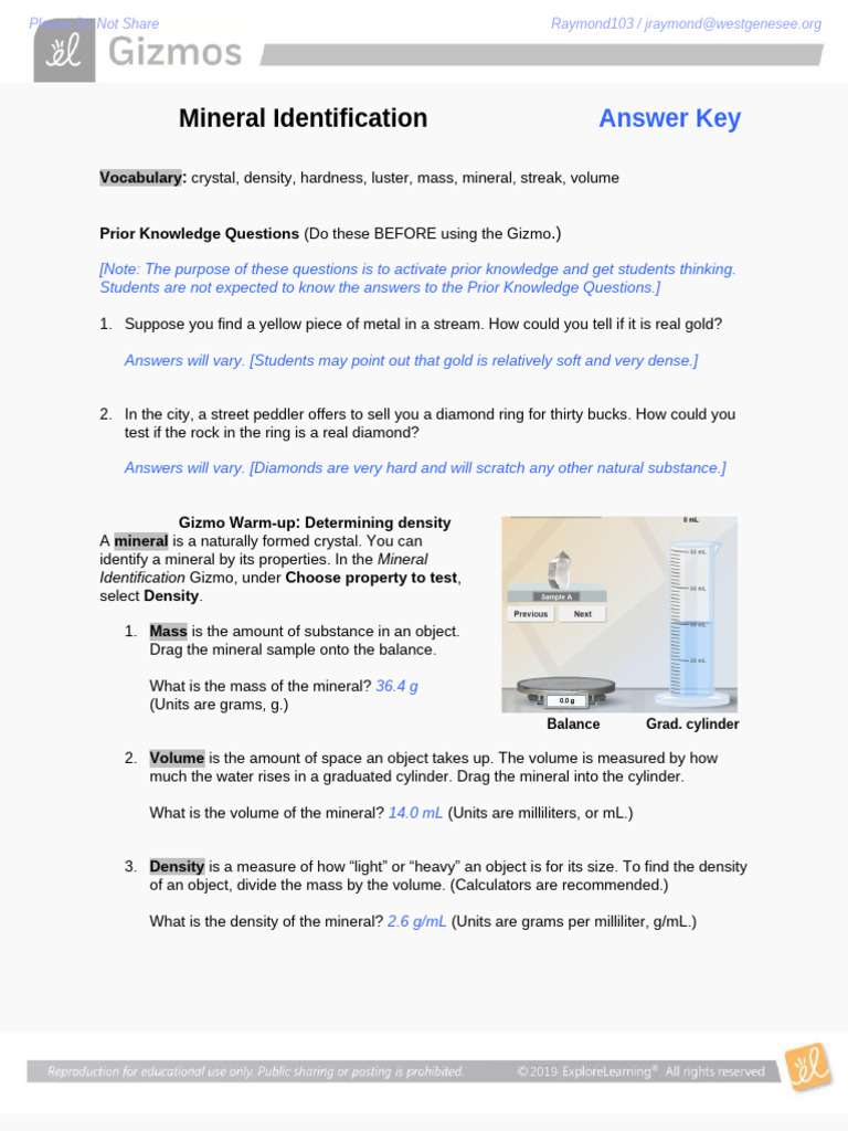 MineralIdentificationSE Key 1 | PDF | Minerals | Density