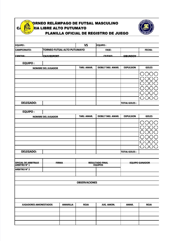 PDF Planilla de Juego Futsal Compress | PDF