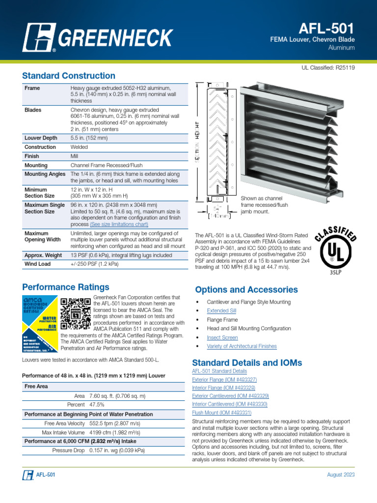 AFL-501 FEMA Louver Specifications Guide | PDF | Lumber | Mechanical ...
