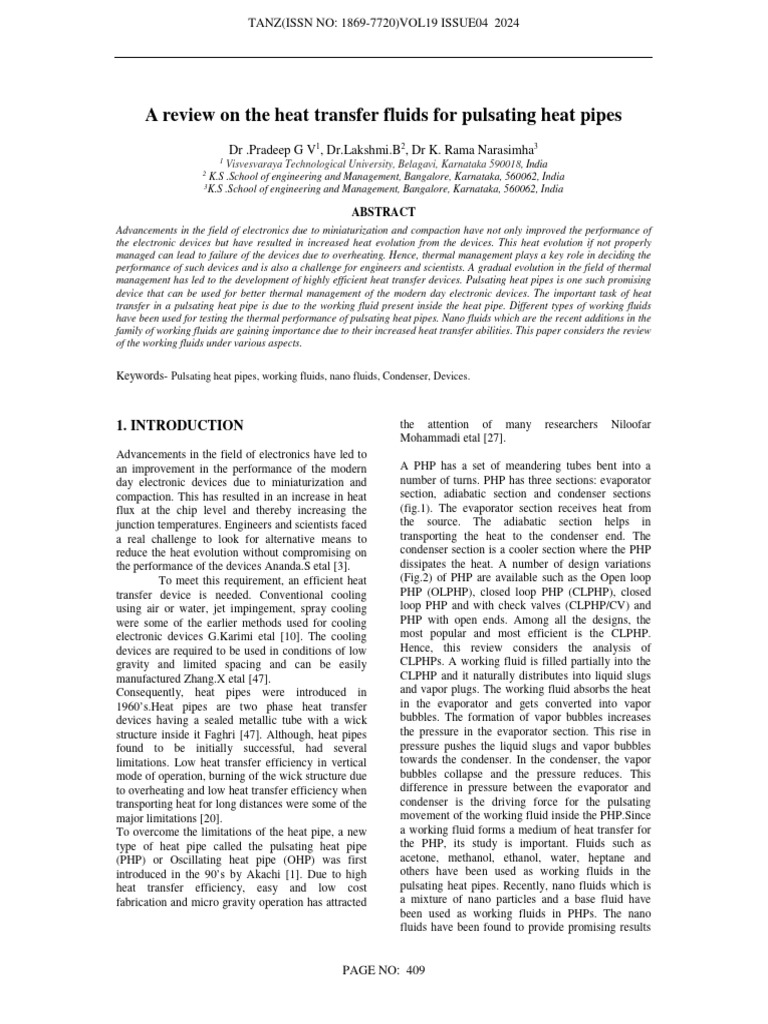 Review of Heat Transfer Fluids in PHPs | PDF | Heat Transfer | Liquids