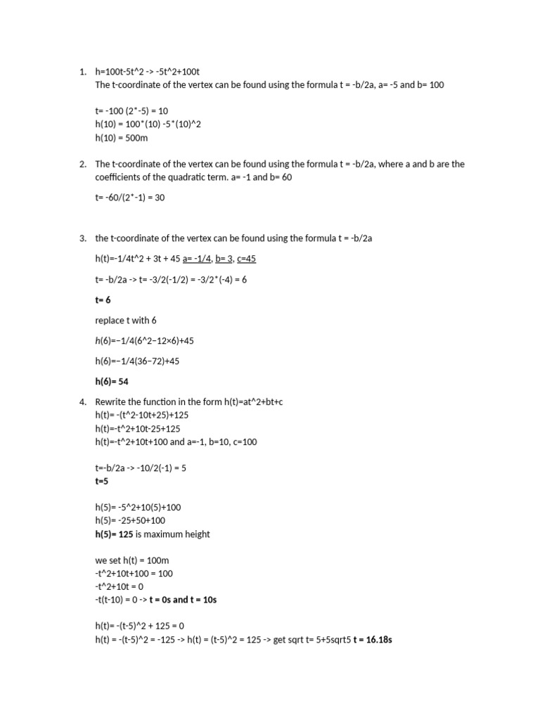 Part Two - Applications of Quadratic Relations | PDF