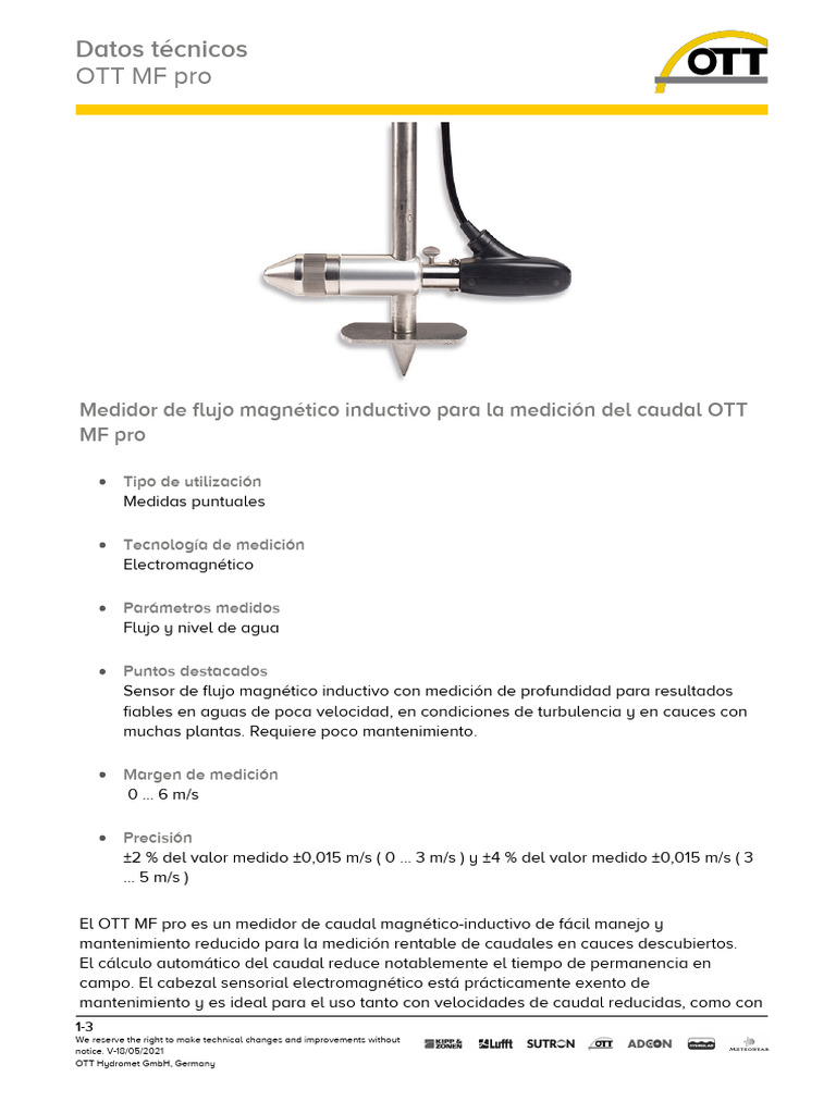 Medidor de Flujo OTT MF Pro: Especificaciones | PDF | Medición ...