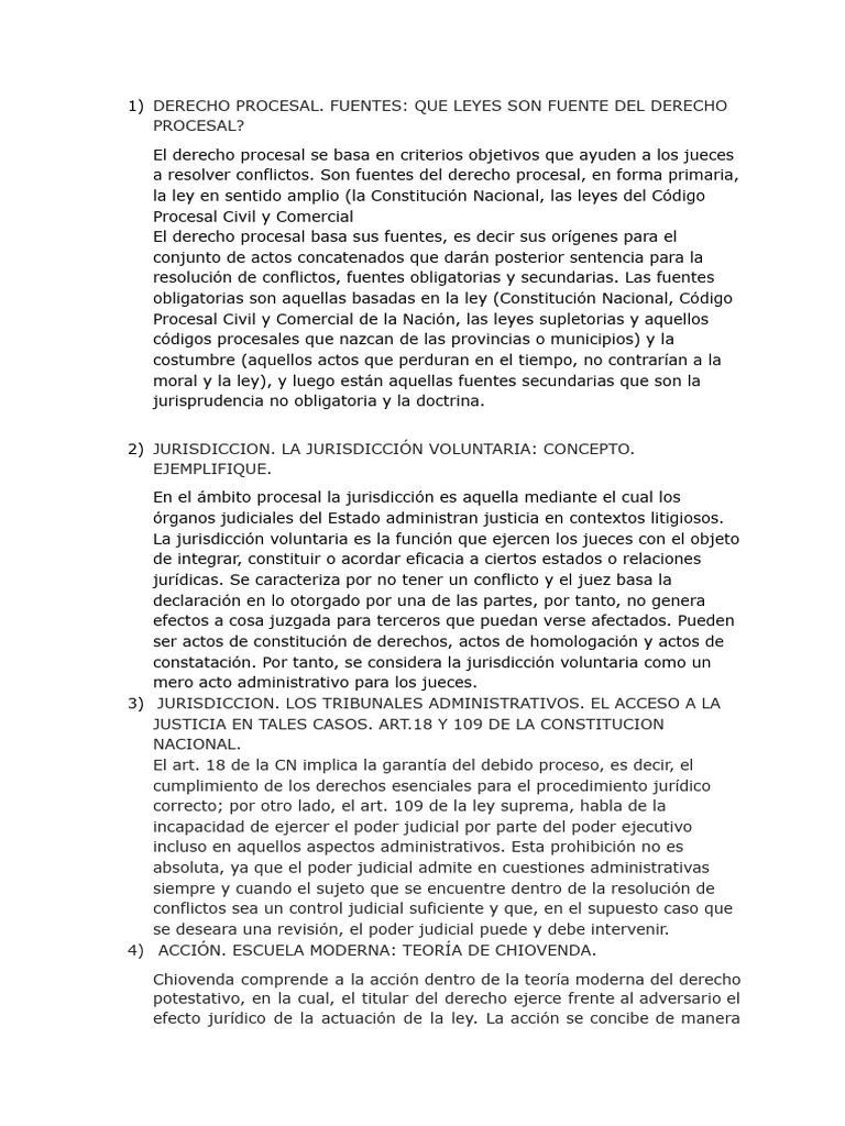 Fuentes y Conceptos del Derecho Procesal | PDF | Ley procesal ...
